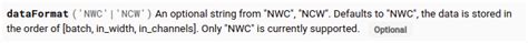 error in conv1d got dataformat of ncw but only nwc is currently