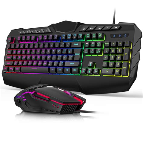 Cshidworld Gaming Keyboard And Mouse Combo Led Rgb Backlit Wired 114 Keys 7 Colors Mouse