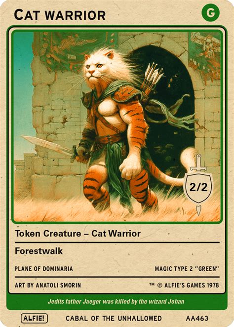Cat Warrior Magic Mtg Token Alfies