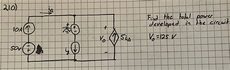 Solved Find the total power developed in thr circuit. Vo=125 | Chegg.com