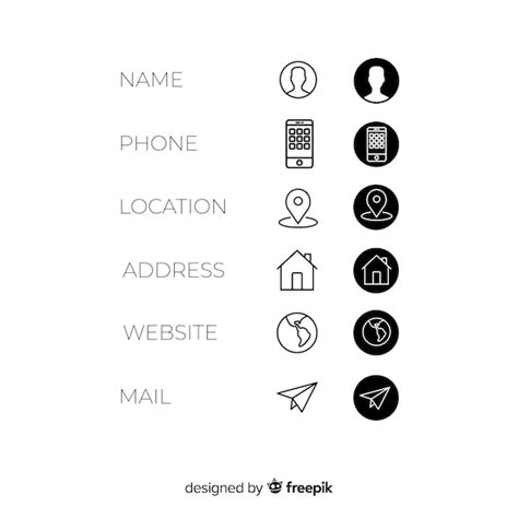 Business Card Icons Set Free Vector