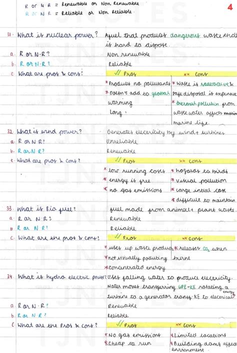 Grade 9 Energy Paper 1 Aqa Combined Science Higher Physics Specification Concise Notes