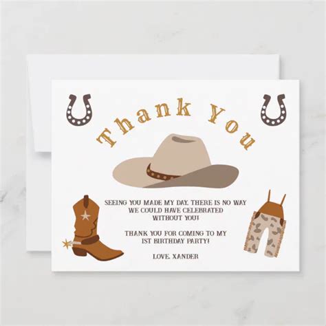 Wild West Western Rodeo Cowboy Thank You Cards Zazzle