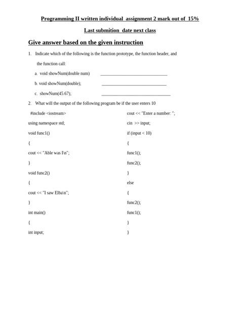 Programming Ii Written Assignment 2 Pdf Computing Computer