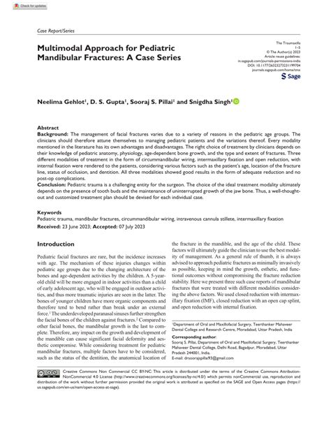 Pdf Multimodal Approach For Pediatric Mandibular Fractures A Case Series