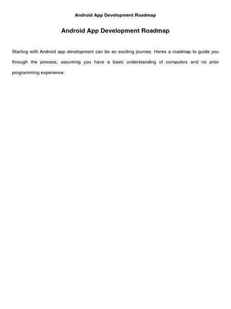 Android App Development Roadmap Pdf Mobile App Android Operating System