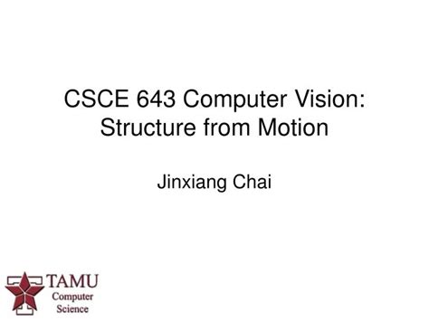 Ppt Csce 643 Computer Vision Structure From Motion Powerpoint