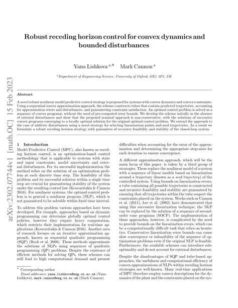 pdf robust receding horizon control for convex dynamics and bounded