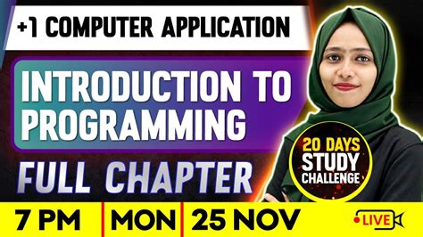 Plus One Computer Application Introduction To Programming Full Chapter Exam Winner Youtube