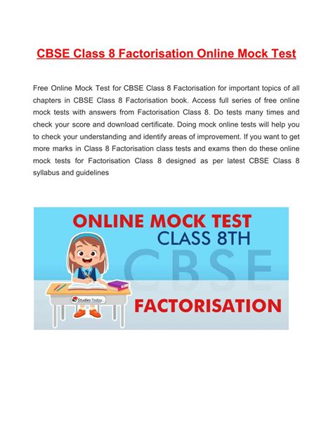 Ppt Online Mock Tests Cbse Class 8 Factorisation Powerpoint