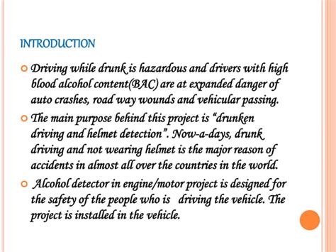 Alcohol And Helmet Detection With Engine Locking System Using Gsm Ppt