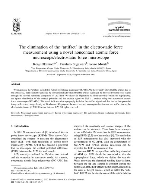 Pdf The Elimination Of The ‘artifact In The Electrostatic Force Measurement Using A Novel