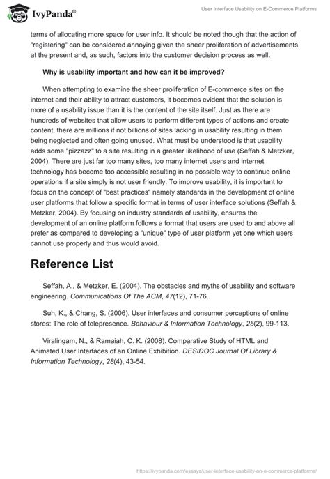 User Interface Usability On E Commerce Platforms 662 Words Critical
