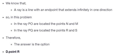 Solved Which Point Is Located On Ray Pq Point M Point N Point O