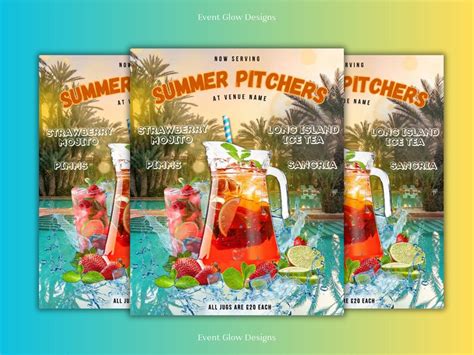 Summer Cocktail Pitcher Digital Flyer For Bar And Nightclub Pimms