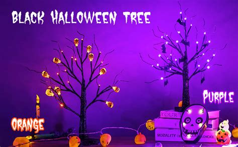 Zhouduidui Halloween Tree Black Spooky Tree With 24led