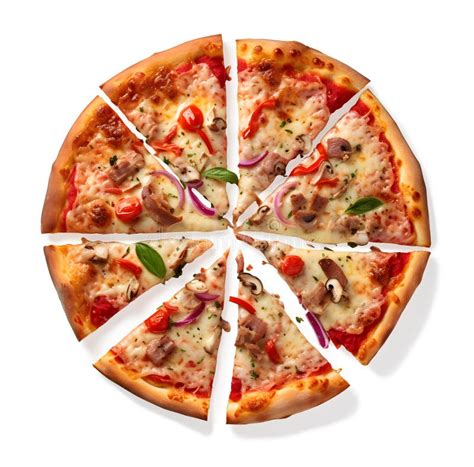 Round Pizza With Individual Slice Isolated On White Background Fast