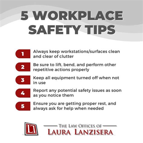 How To Be Safe At Work Tips From Laura Lanzisera The Law Offices Of Laura Lanzisera Llc