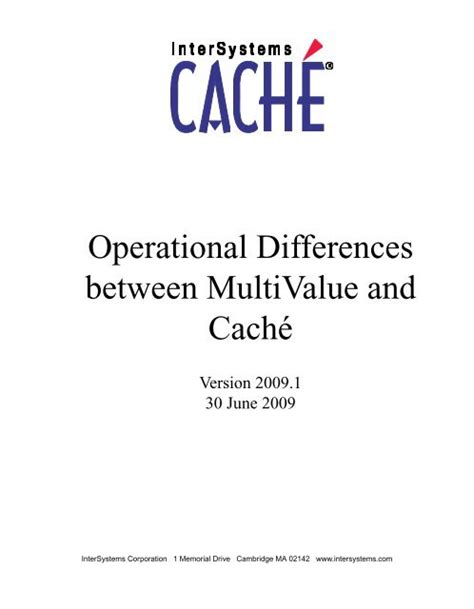 Operational Differences Intersystems Documentation