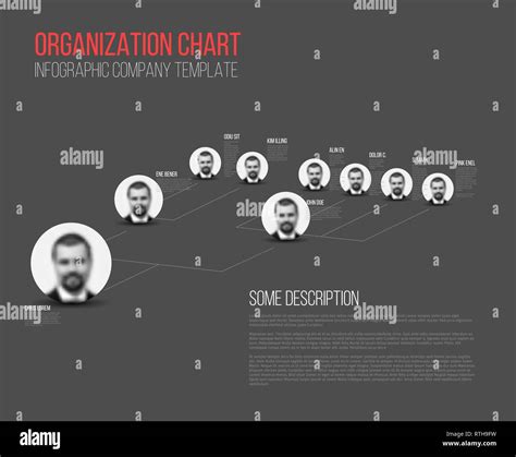 Minimalist Company Organization Hierarchy 3d Chart Template Dark Gray