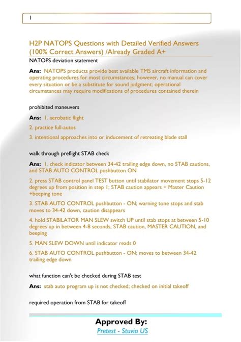 H2p Natops Questions With Detailed Verified Answers 100 Correct Answers Already Graded A