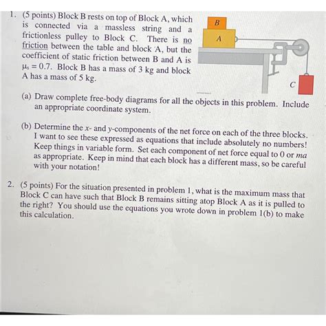 solved 5 ﻿points ﻿block b ﻿rests on top of block a ﻿which