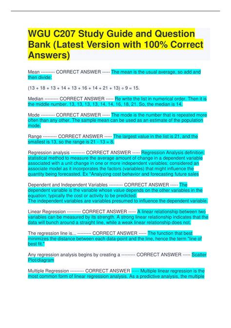 WGU C Study Guide And Question Bank Latest Version With Correct Answers WGU C