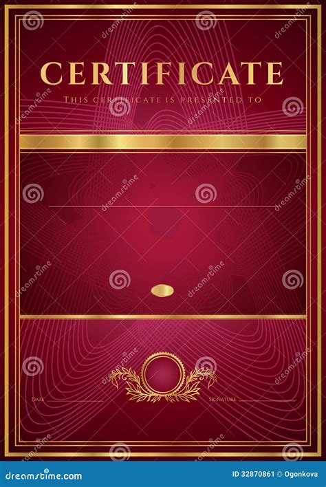 Dark Red Certificate Diploma Template Cartoon Vector Cartoondealer