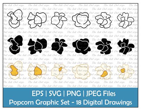 Popcorn Kernel Outline Etsy