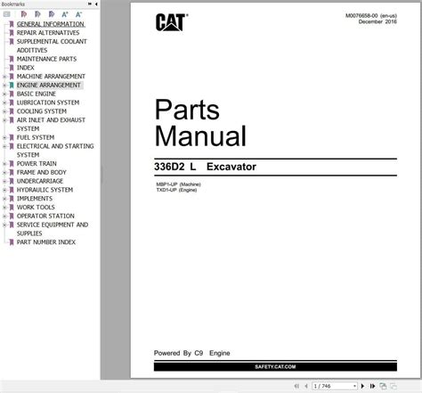 Cat Excavator 336d2 L Parts Catalog M0076658 00