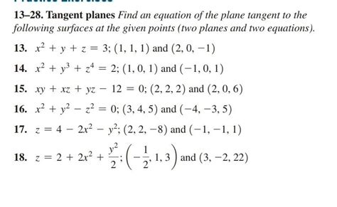 Solved 13 28 Tangent Planes Find An Equation Of The Plane