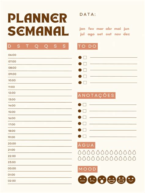 Planner Semanal Minimalista Marrom Pdf