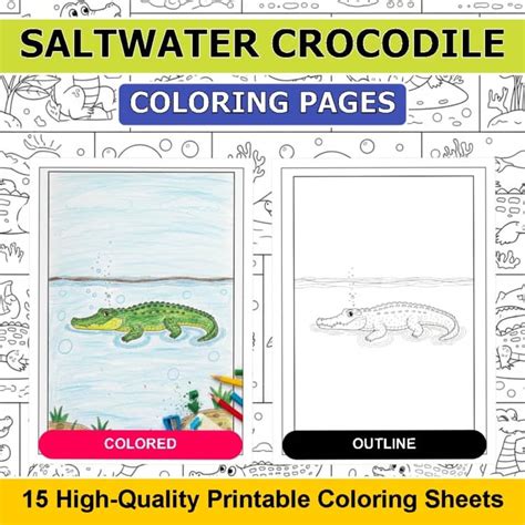 Saltwater Crocodile Coloring Pages Book Coloring Sheets By Colorpebble