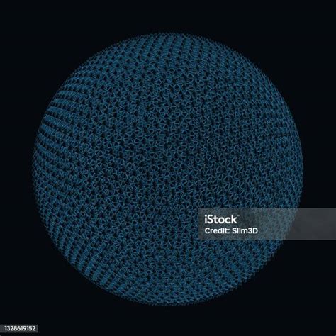어두운 배경에 파란색 선으로 만든 추상 적 공 와이어 프레임 벡터 일러스트레이션 0명에 대한 스톡 벡터 아트 및 기타 이미지