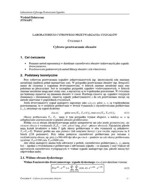 Cw4 Cyfrowe Przetwarzanie Obrazow Pdf