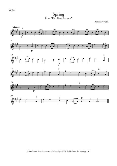 Spring Violin Sheet Music