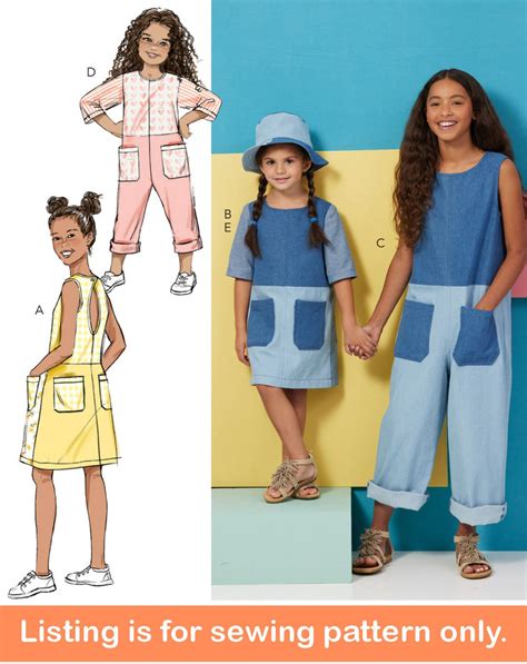Girls Sewing Pattern Sew Tween Teen Clothes Clothing Jumpsuit Dress