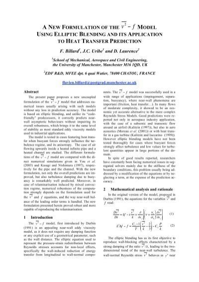 A New Formulation Of The V2 F Model Using Elliptic