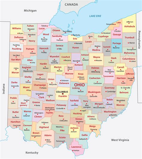 Ohio Counties Map Mappr