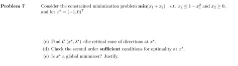 Solved Problem 7 Consider The Constrained Minimization