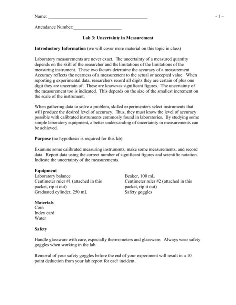 Uncertainty In Measurement Lab Accuracy Precision