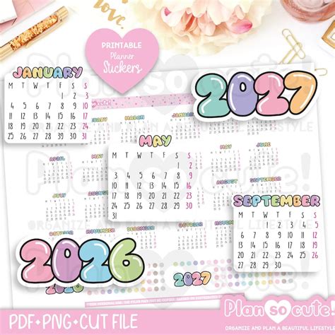 Calendar Stickers Etsy
