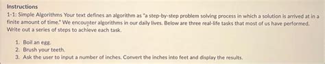 Solved Instructions 1 1 Simple Algorithms Your Text Defines