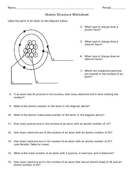 Atoms And Matter Worksheet For 7 Th Graders