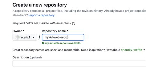 Github Will Check That The Name Is Available Once It Is Confirmed You Can Click The Green