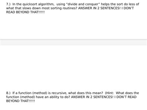 Solved 7 In The Quicksort Algorithm Using Divide And