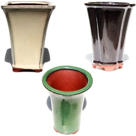 Assorted Cascade 4″ Glazed Pots Set Of 6 Hidden Valley Bonsai