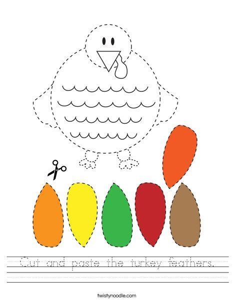 Cut And Paste The Turkey Feathers Worksheet Holiday Worksheets Thanksgiving Worksheets Cut