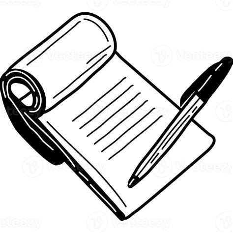 Notepad And Pen Supply Doodle Icon Isolated PNG