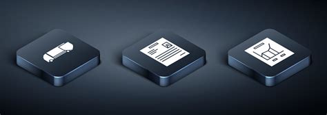 방패와 Isometric 배달화물 트럭을 설정 그래프 차트와 개인 문서 아이콘 문서 벡터 3차원 형태에 대한 스톡 벡터 아트 및 기타 이미지 Istock